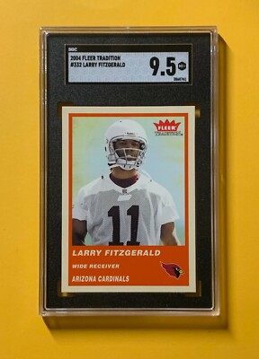 2004 FLEER TRADITION LARRY FITZGERALD ROOKIE CARD #332 MT+ SGC 9.5 ...