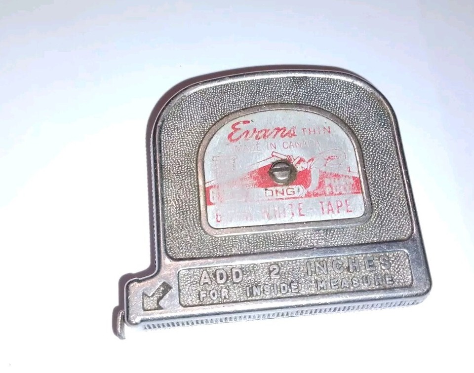 Vintage Evans Thin 6ft long 6 1/4W White Tape Measure Push Pull Pocket ...