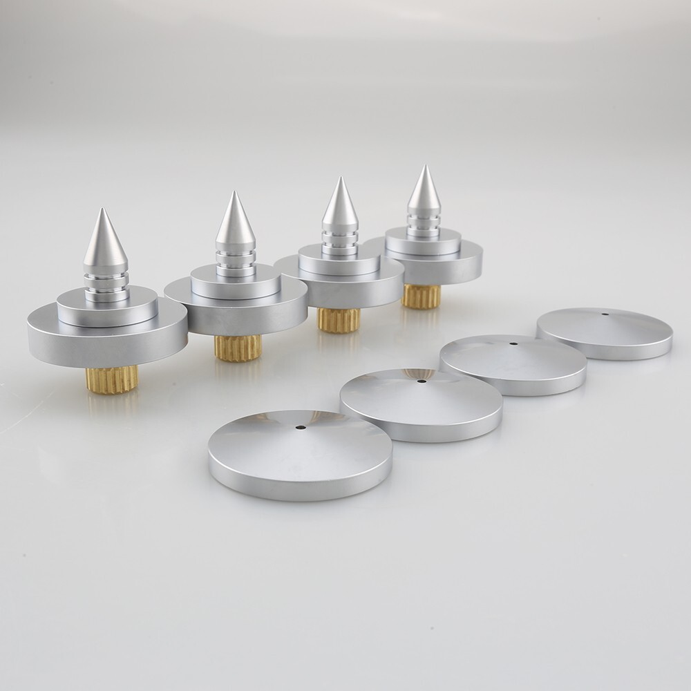 4PCS Silver Speaker Spike Isolation Feet Brass Cone Turntable Amplifier ...