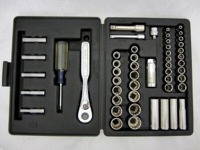 Vintage Craftsman 1/4" & 3/8" Drive 51pc SAE Metric Socket Set 33779 ...