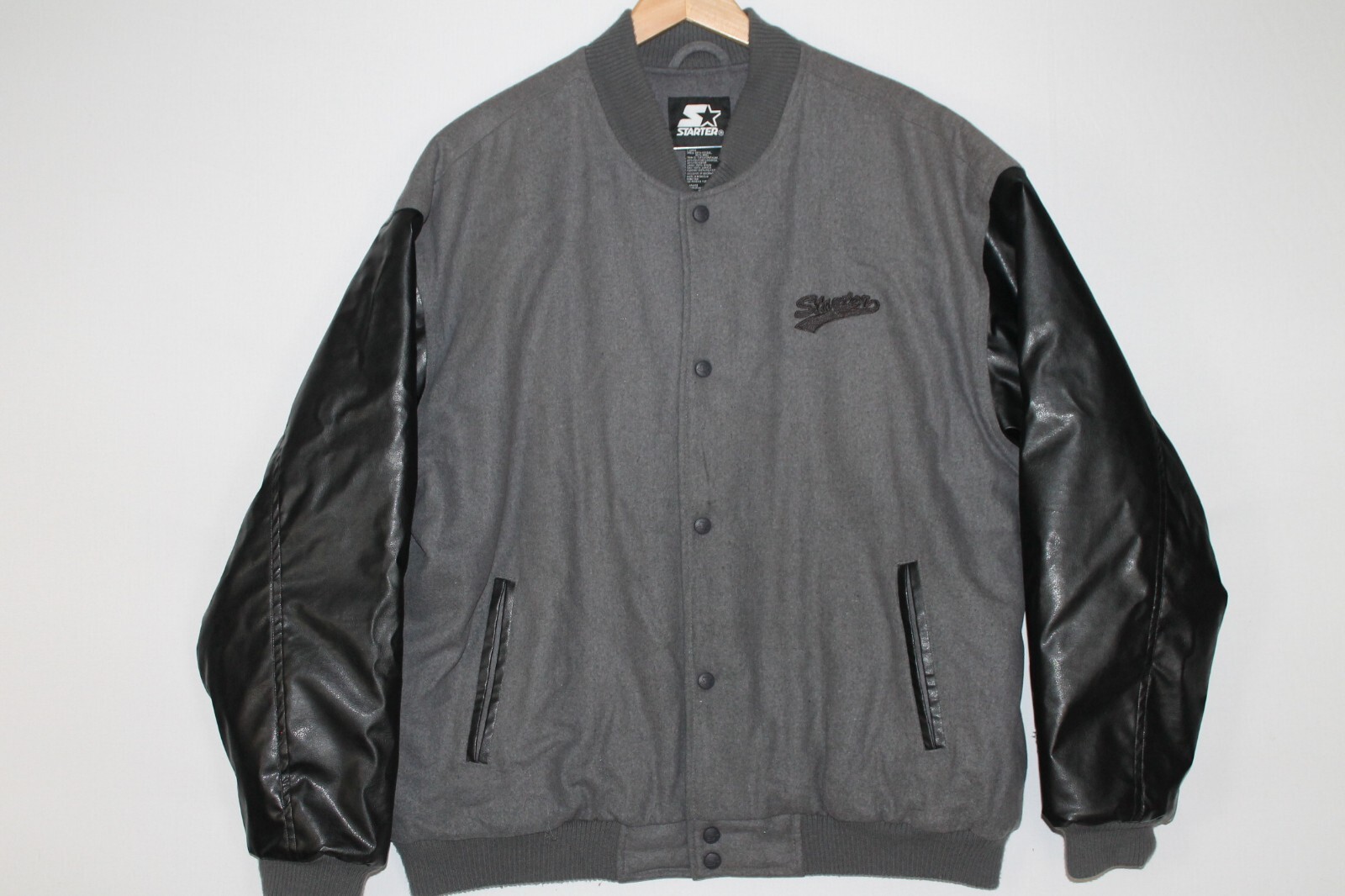 Starter Logo Wool Gray Men's Varsity Jacket Size Large - Gem