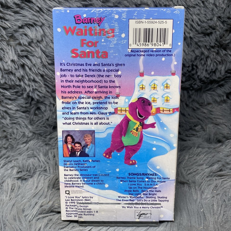 Barney: Waiting for Santa VHS Tape 1990 Sing Along White Tape Christmas ...
