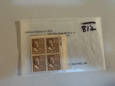 U. S. Stamp plate block -812 - Andrew Jackson - comb. shipping | eBay