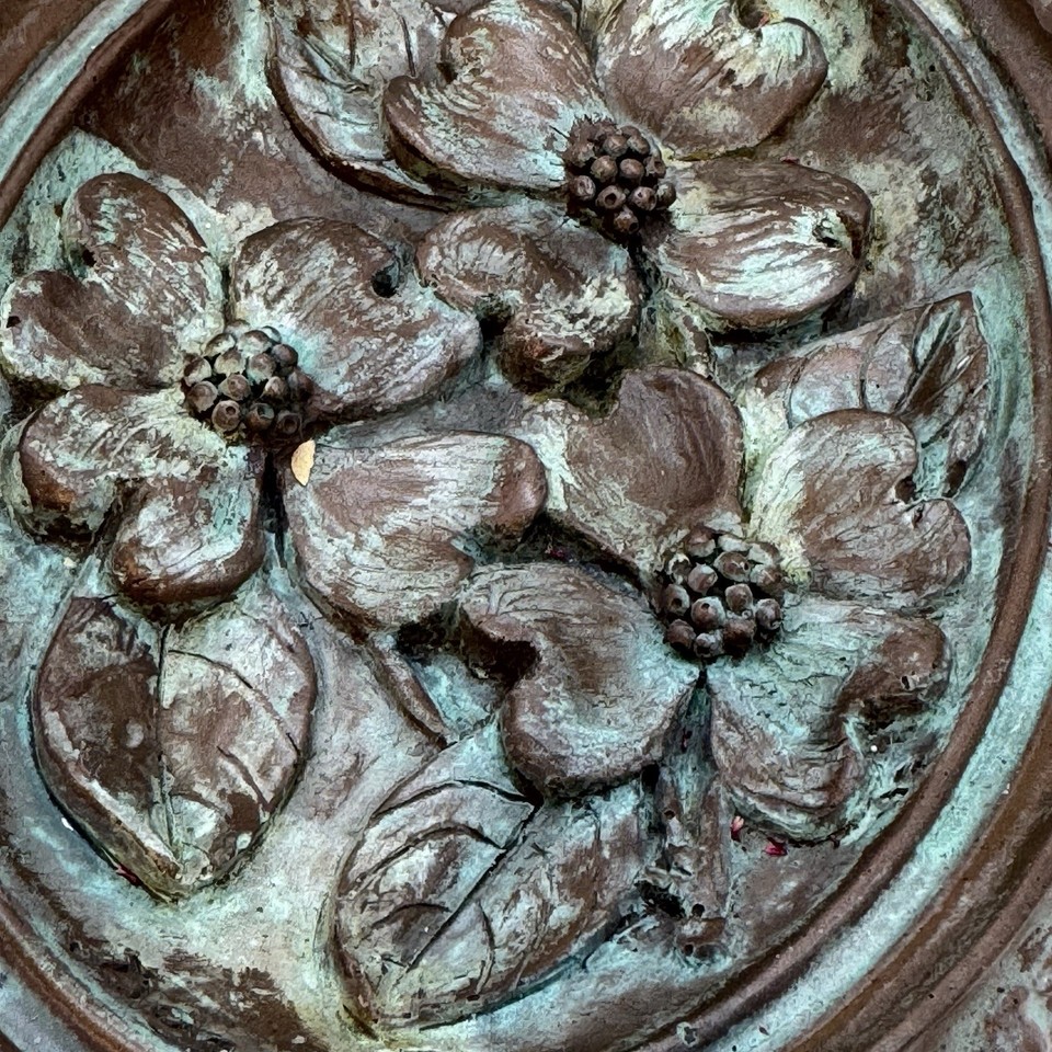 Vintage Handmade Italian Brass Plated Floral Plaque Verdigris Finish ...