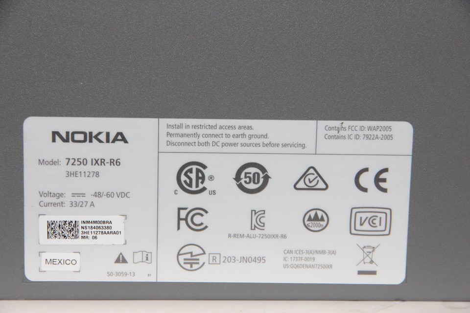 NOKIA 7250 IXR-R6 High Density Modular Interconnect Router Mainframe No ...