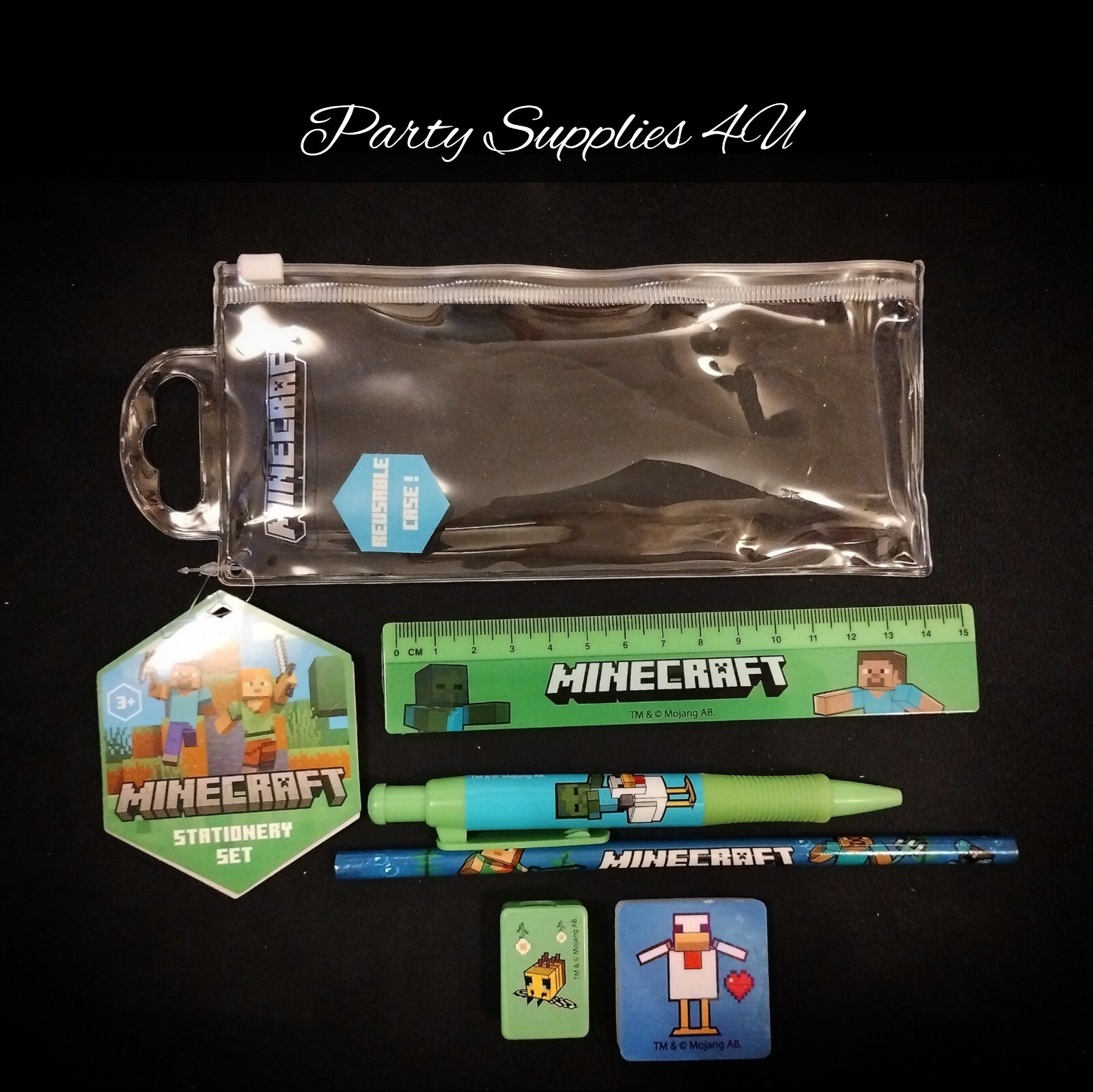 Minecraft Stationery Set/Pencil Case/Eraser/Ruler/Stocking Filler/Back ...