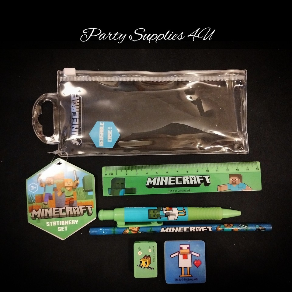 Minecraft Stationery Set/Pencil Case/Eraser/Ruler/Stocking Filler/Back ...