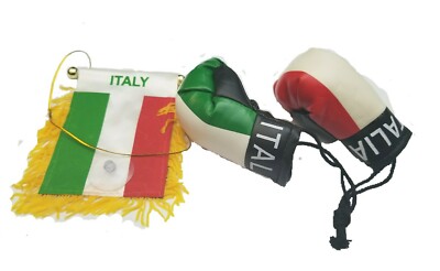 Italian Banner Flag Car Rearview Mirror Car Italy Boxing Glove (2pc ...