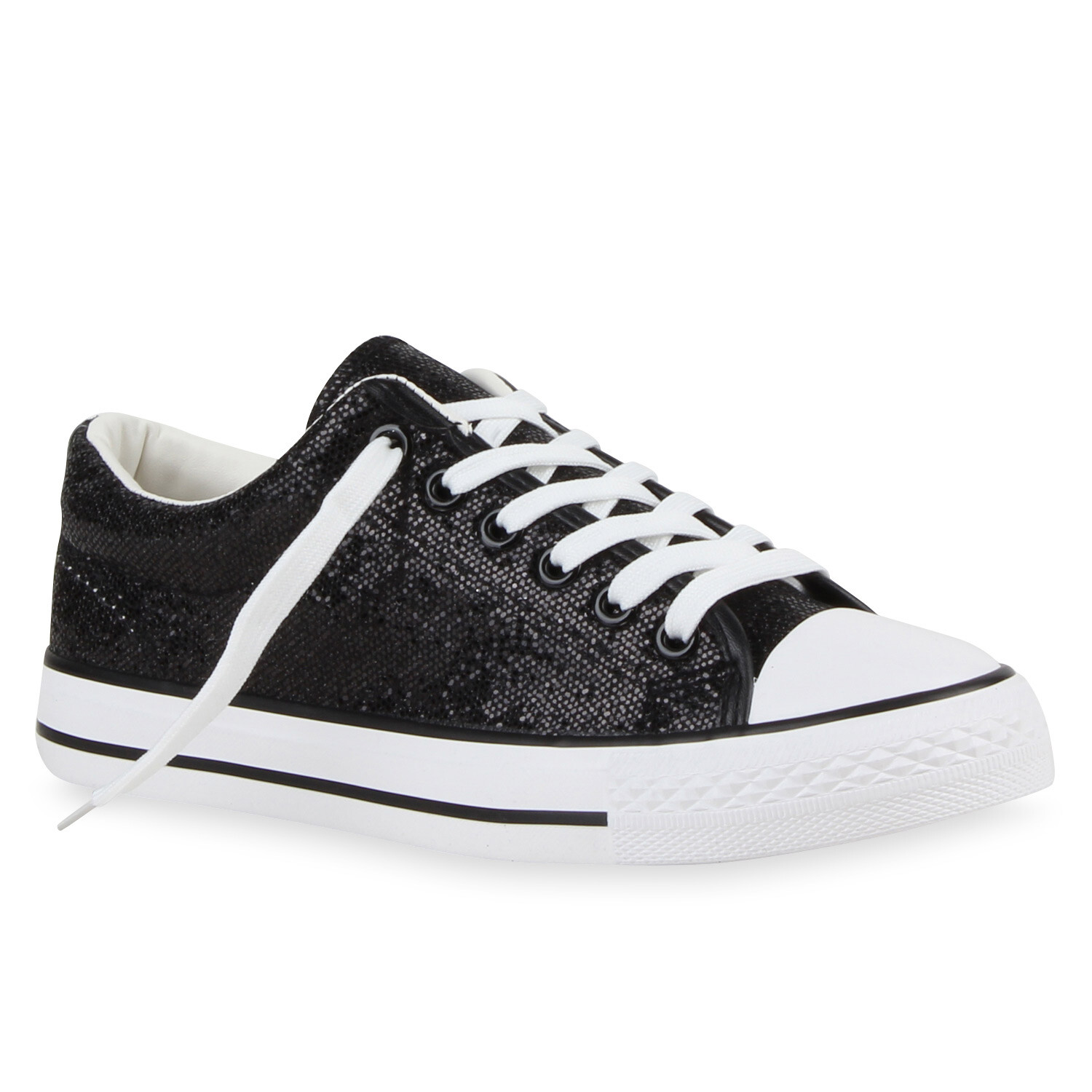 Stilvolle Glitzer Sneaker Schwarz Bild