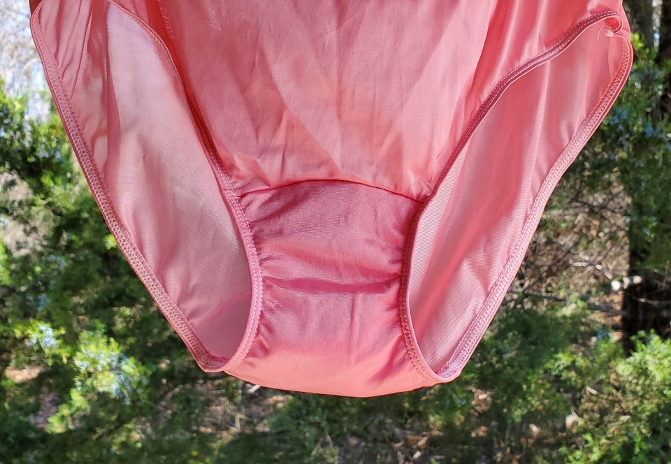 Shadowline Bikini Panty Shiny Nylon Wide Gusset Full Cut 7/L Icing PINK ...