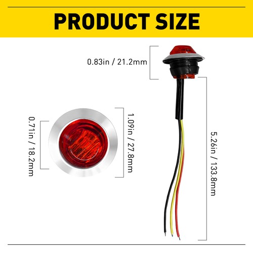 Dual Mode Red LED Marker Lights 10 Pcs 3/4 Inch Strobe Steady 12-24V ...