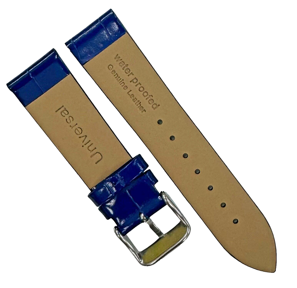New Watch Band Navy Genuine Leather Alligator Grain (Flat, Short ...