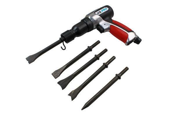 US PRO Tools 190MM Air Hammer Chisel With Ergonomic Grip & 5 Chisels ...