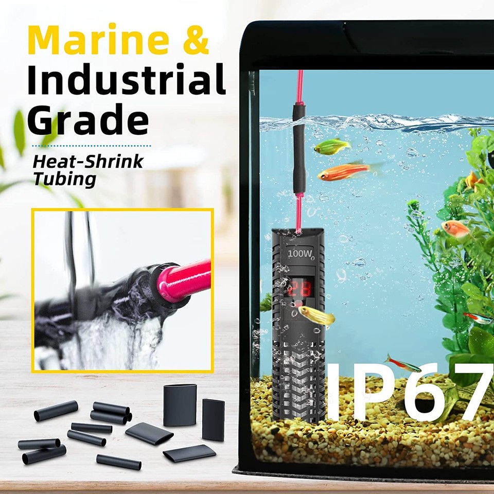 Black Red Heat Shrink Kit Vehicle Cable Insulation Repair Heatshrink ...