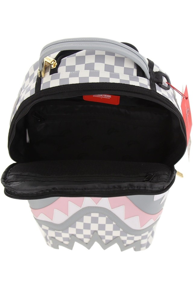 Sprayground Grey Checkered Shark Bite Books Bag School Monogram Henny ...