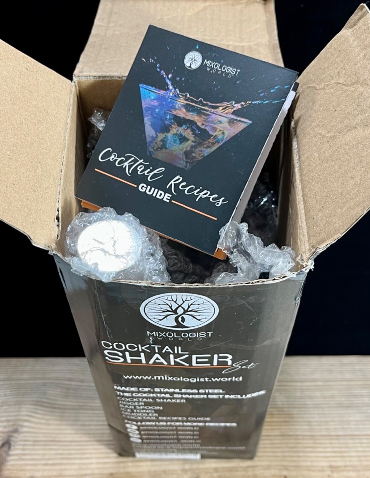 Premium 5 Piece Cocktail Shaker Set with Recipe Cards Bartender Shaker ...