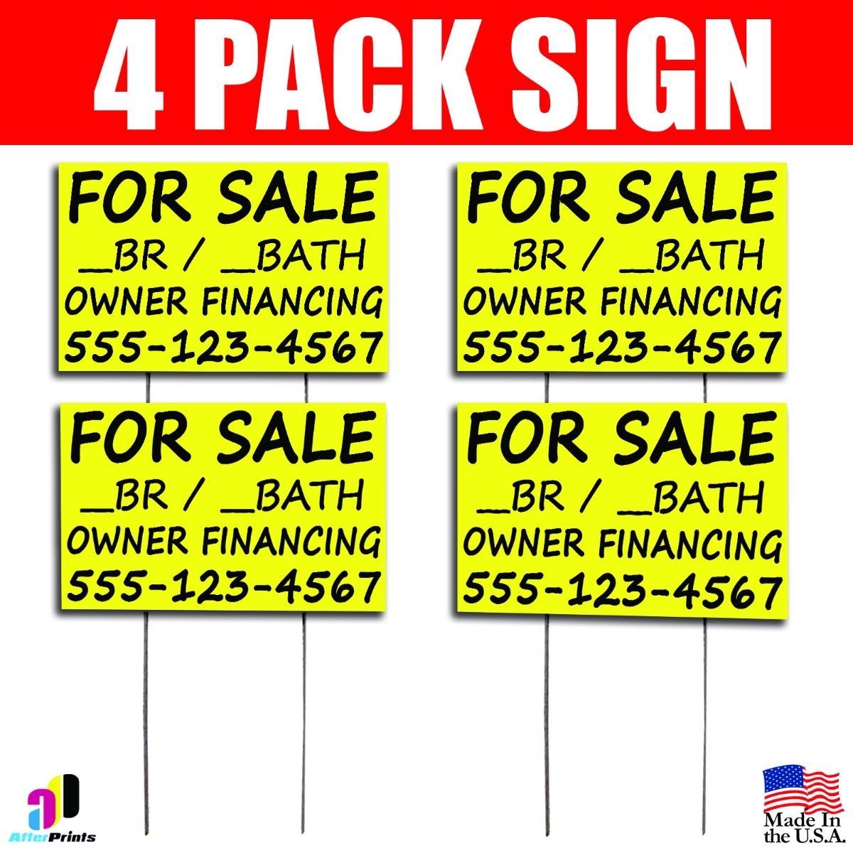 4X For Sale BR/BATH Owner Financing Signs Your Phone Number Real Estate ...