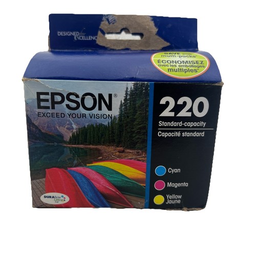 Genuine Epson 220 Color Cyan Yellow Magenta Ink Cartridges Open Box New ...