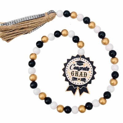 33in Congrats Grad Bead Garland with Tassels Farmhouse Beads Decor | eBay