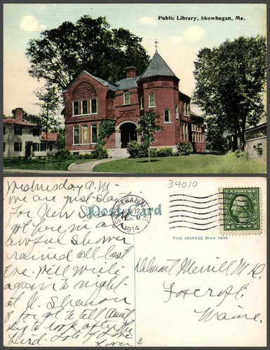 MAINE Skowhegan library VINTAGE POSTCARD | eBay