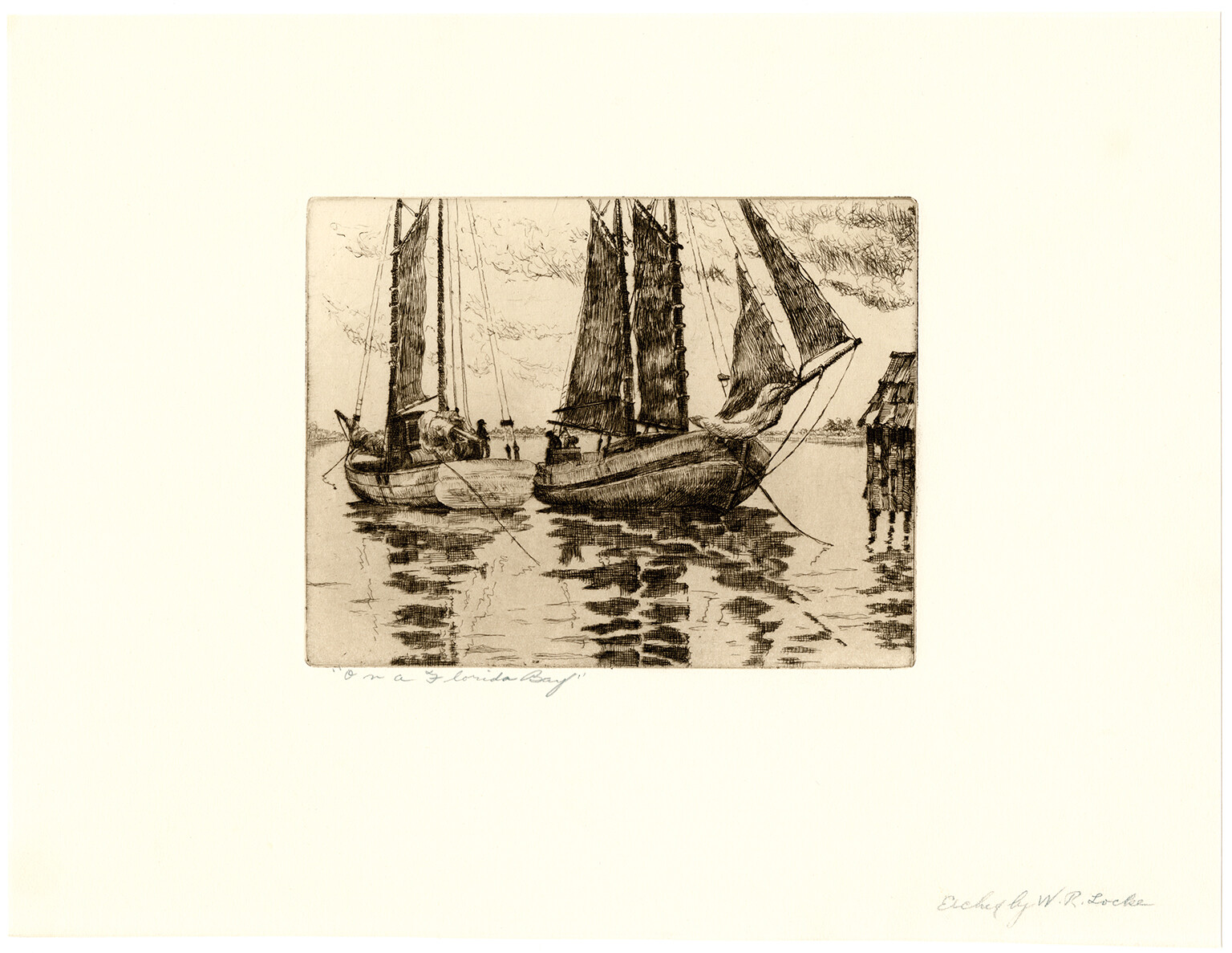 WALTER R. LOCKE, 'ON A FLORIDA BAY', signed etching, c.1945 | eBay