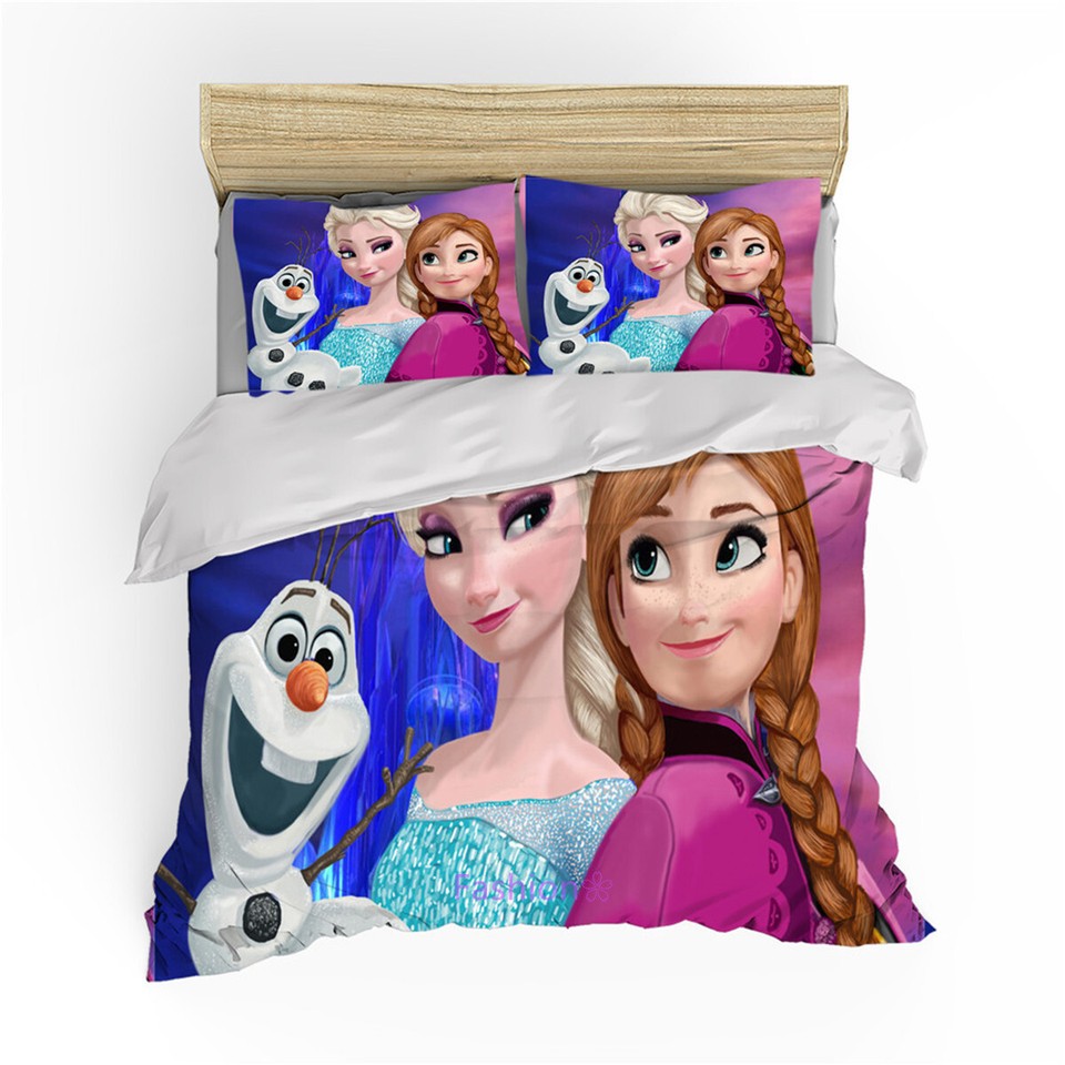 Linen Frozen Elsa Doona/Duvet/Quilt Cover Set Single/Double/Queen/King ...