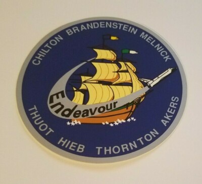 1992 Space Shuttle Endeavour STS-49 Sticker! 3 5/8" Diameter. New Old ...