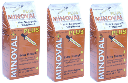 {PACK OF 3} MINOVAL PLUS - HAIR REGROWTH SYSTEM - MINOXIDIL 5% MEN FREE ...