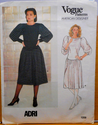 Vintage Vogue Pattern 1209 American Designer Adri Size 12 Misses Dress ...