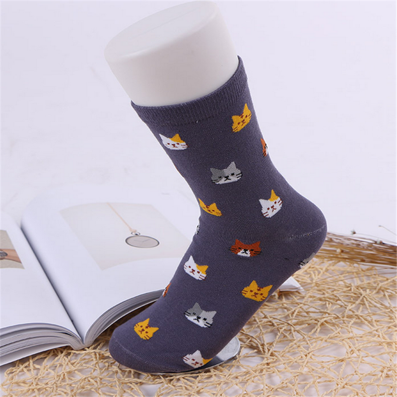 HOT four seasons Comfortable Cartoon Cat breathable cotton socks unisex ...