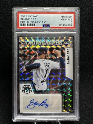 2022 Mosaic Baseball Shane Baz Auto RC #RAM-SH Tampa Bay Rays Prizm PSA ...