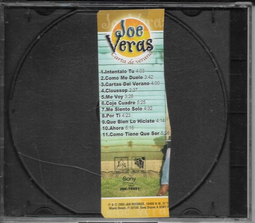 Joe Veras - Carta De Verano (Bachata) CD back cover is cut | eBay