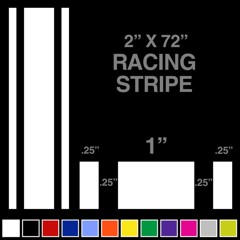 2" x 72" Vinyl Racing Stripe Pinstripe Decals Stickers *18 COLORS ...