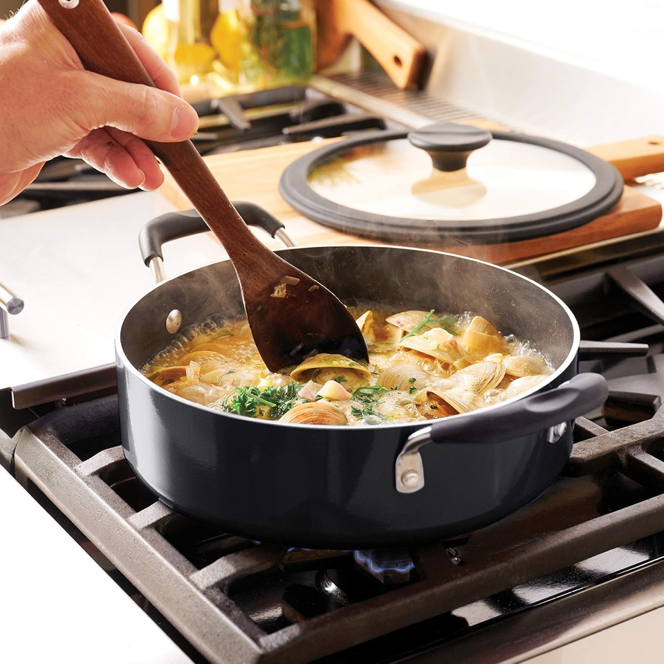 Aluminum Non Stick 11-Piece Nesting Pots and Pans Set with Lids - Gray ...