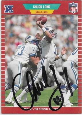CHUCK LONG Autographed Signed 1989 Pro Set card #122 Detroit Lions Iowa ...