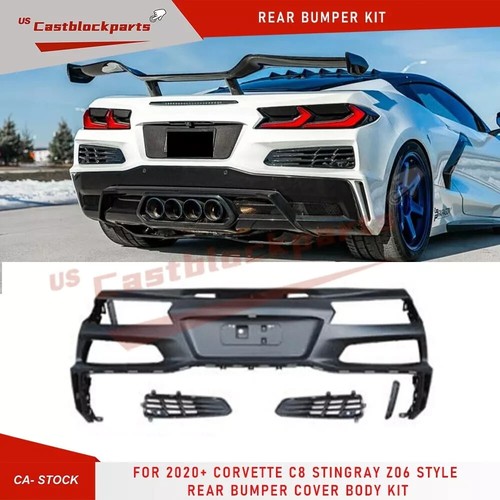 For 2020+ Corvette C8 Stingray Z06 Style Front + Rear Bumper Full Body ...