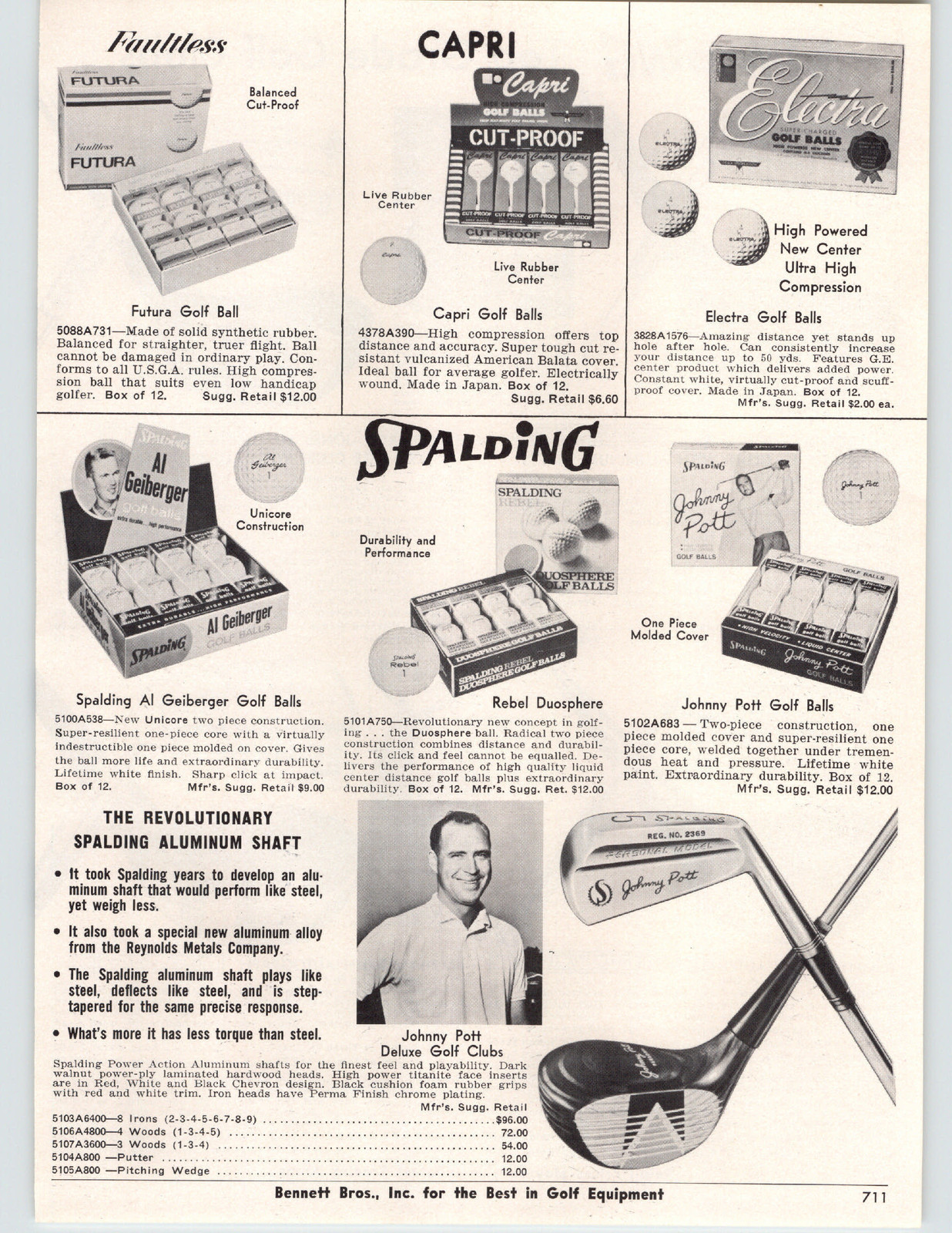 1969 PAPER AD Johnny Pott Deluxe Golf Clubs Tommy Aaron Marilyn Smith T ...