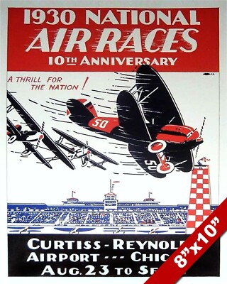 VINTAGE 1930’S NATIONAL AIR RACES CHICAGO USA POSTER ART REAL CANVAS ...