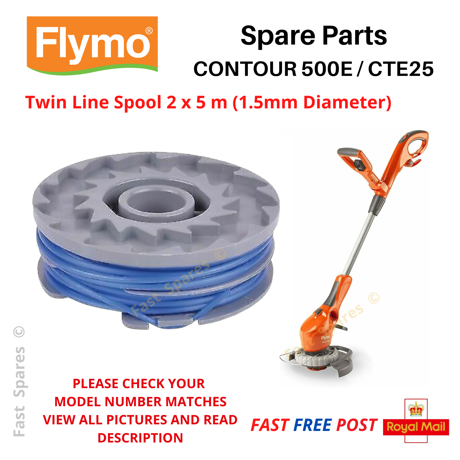 FLYMO Contour 500E CTE25 Trimmer Strimmer - All Spare Parts FAST POST | eBay UK