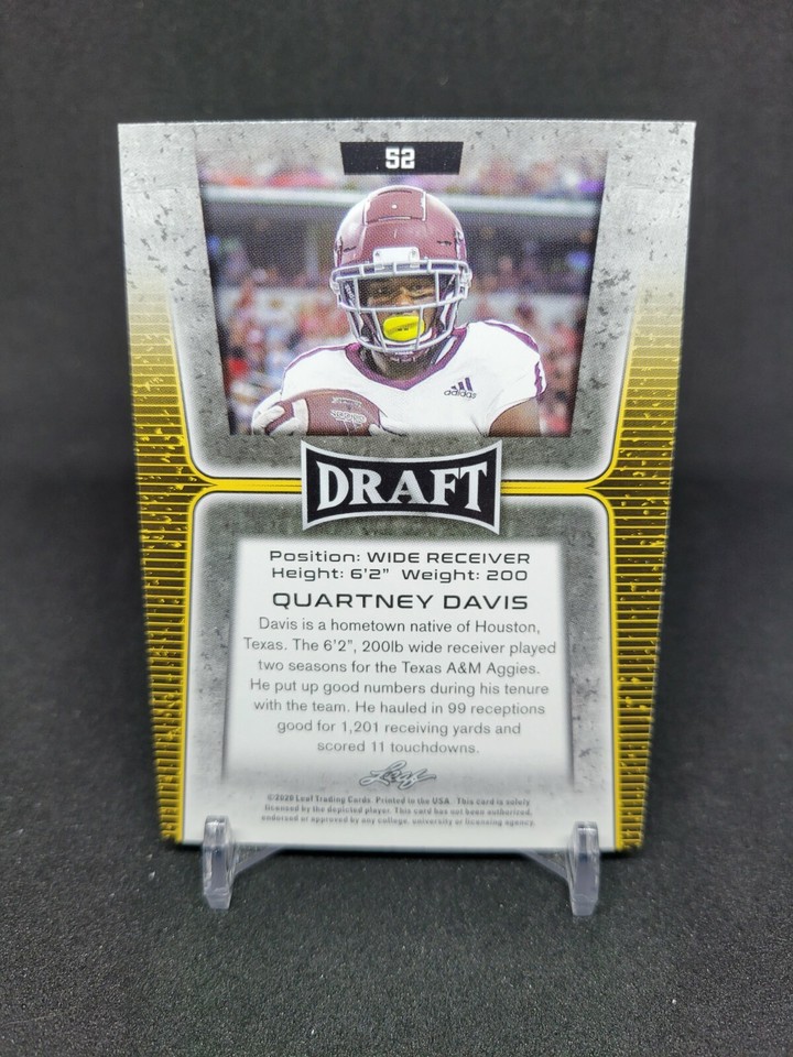 Quartney Davis 2020 Leaf Draft Football RC ROOKIE #52 | eBay