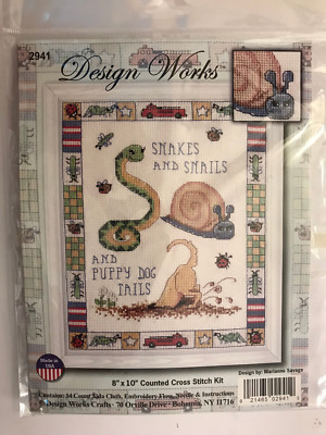 Design Works SNAKES & SNAILS cross stitch kit - NIB | eBay