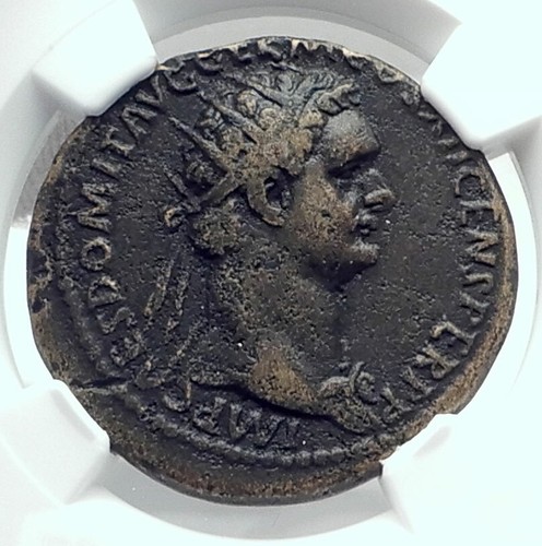 DOMITIAN Authentic Ancient 86AD Rome Dupondius Roman Coin VIRTUS NGC ...