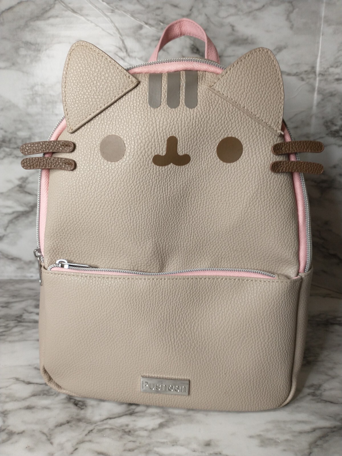 Isaac Morris Ltd Pusheen Cat Face Backpack Gray And pink | eBay