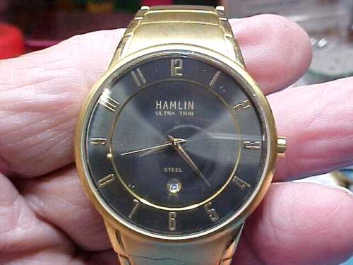 NICE USED MANS HAMLIN ULTRA THIN MODEL WRIST WATCH GP CASE | eBay