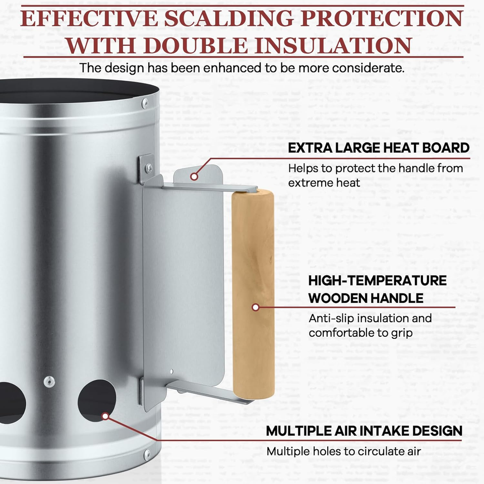 Charcoal Chimney Starter, Heavy Duty BBQ Chimney Starter Perfect for ...
