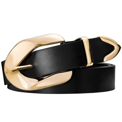 Womens Black Belt with Gold Buckle Fashion Womens Leather Belts for ...