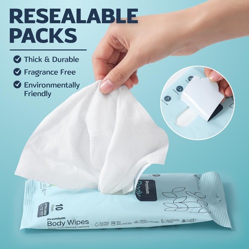60 XL Shower Wipes – Body Wipes for Adults Bathing No Rinse – 6 Packs ...