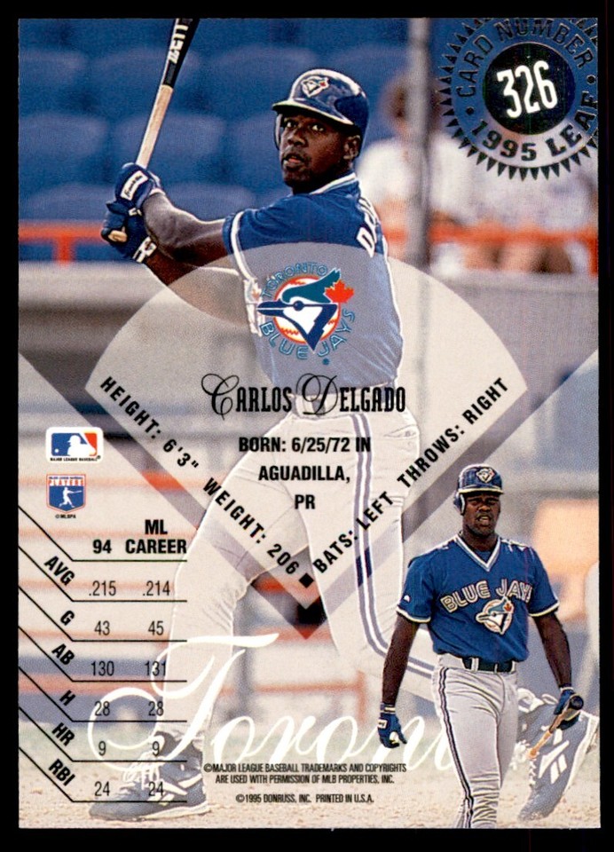 1995 Leaf Carlos Delgado Baseball Cards #326 | eBay
