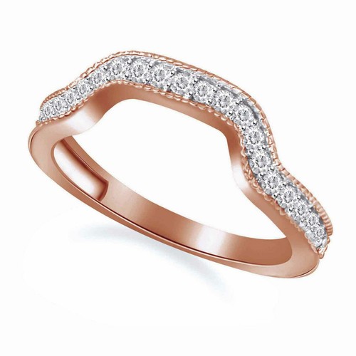 0.30 Ct Real Diamond Curved Ring Notched Guard Band Enhancer in 14K ...