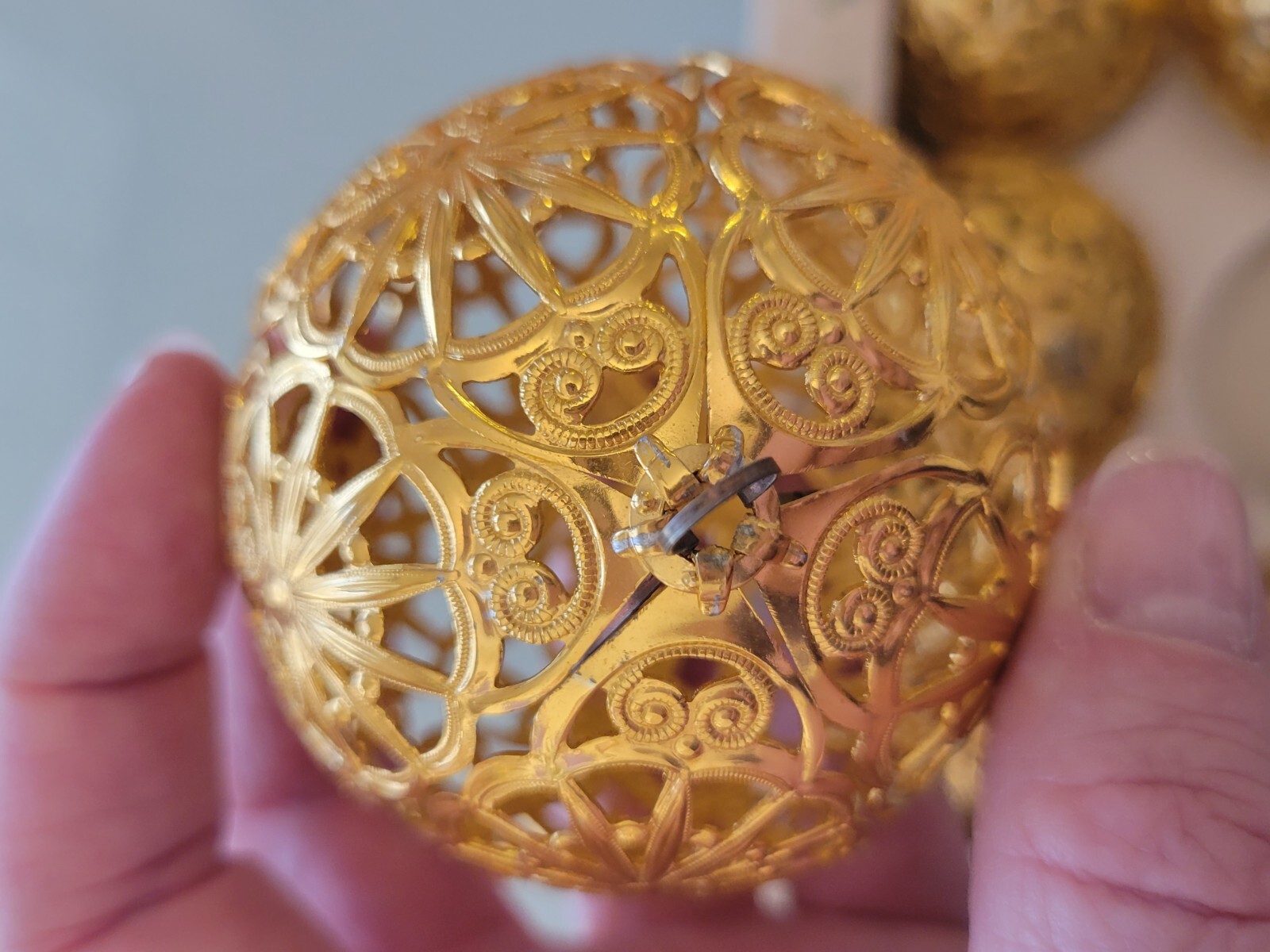 Vintage Gold Filigree Christmas Ornament Round Ball West Germany | eBay